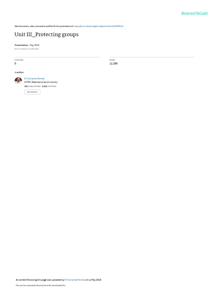 UnitIII Protectinggroups | PDF | Ether | Ester