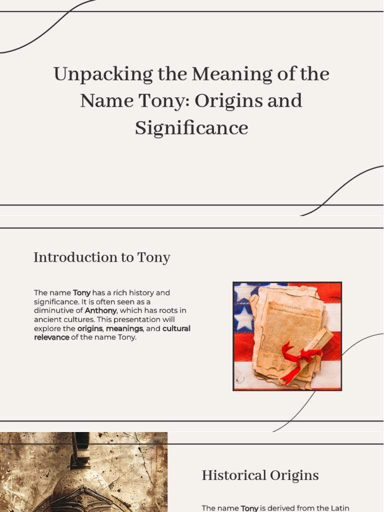 Meaning and Origins of the Name Tony | PDF