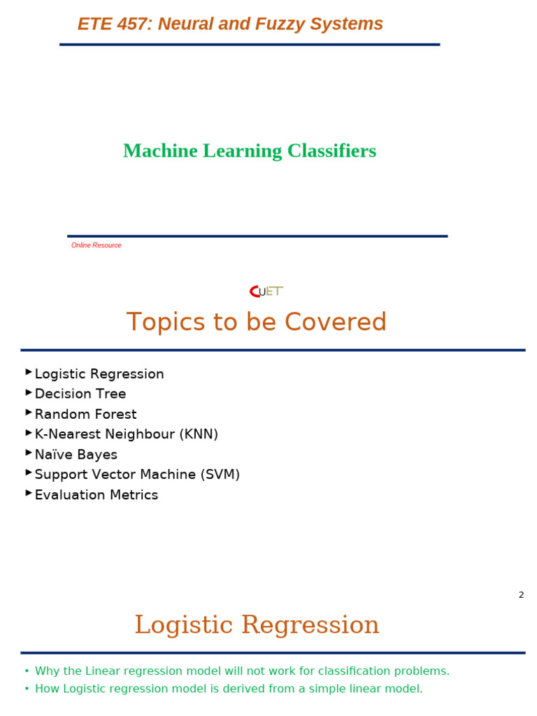 ML Classifiers | PDF | Support Vector Machine | Logistic Regression
