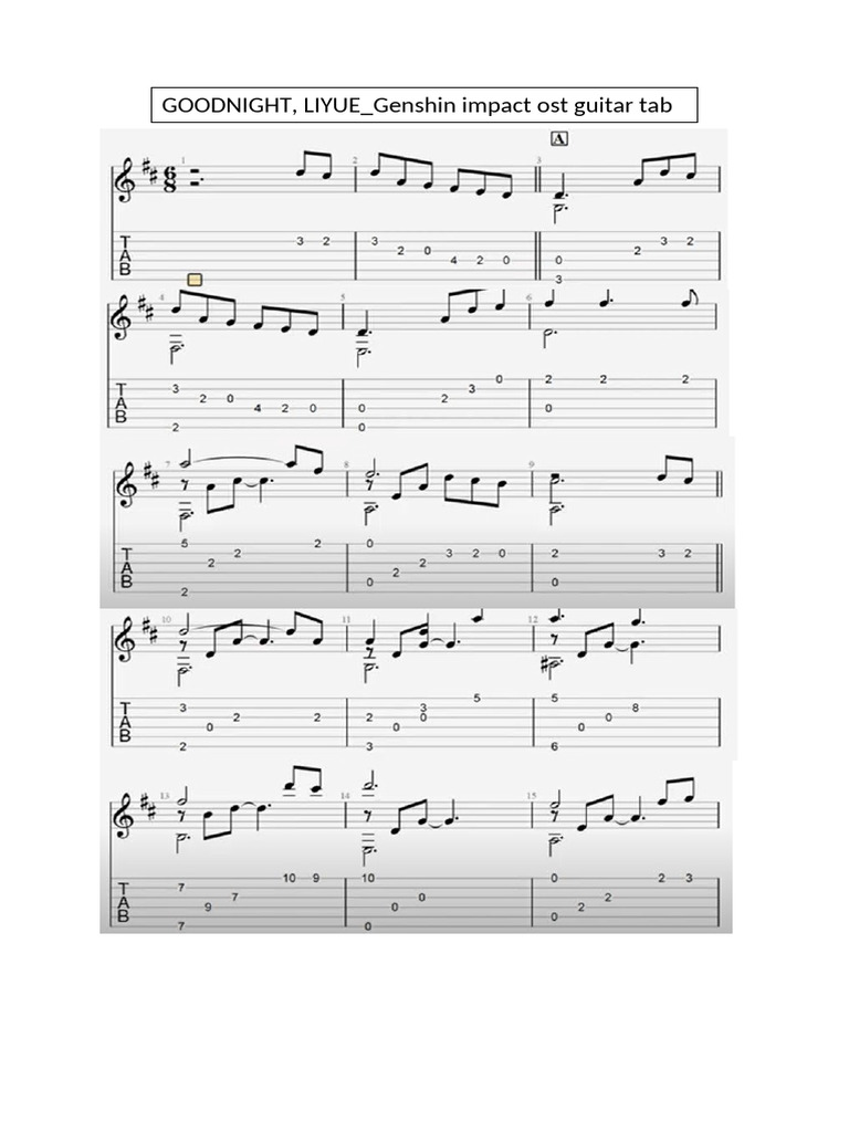Goodnight Liyue Guitar Tab | PDF