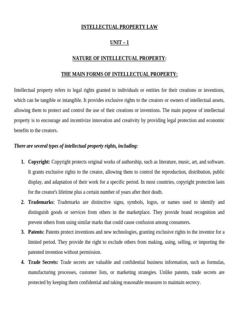 Intellectual Property Notes | PDF | Intellectual Property | World ...