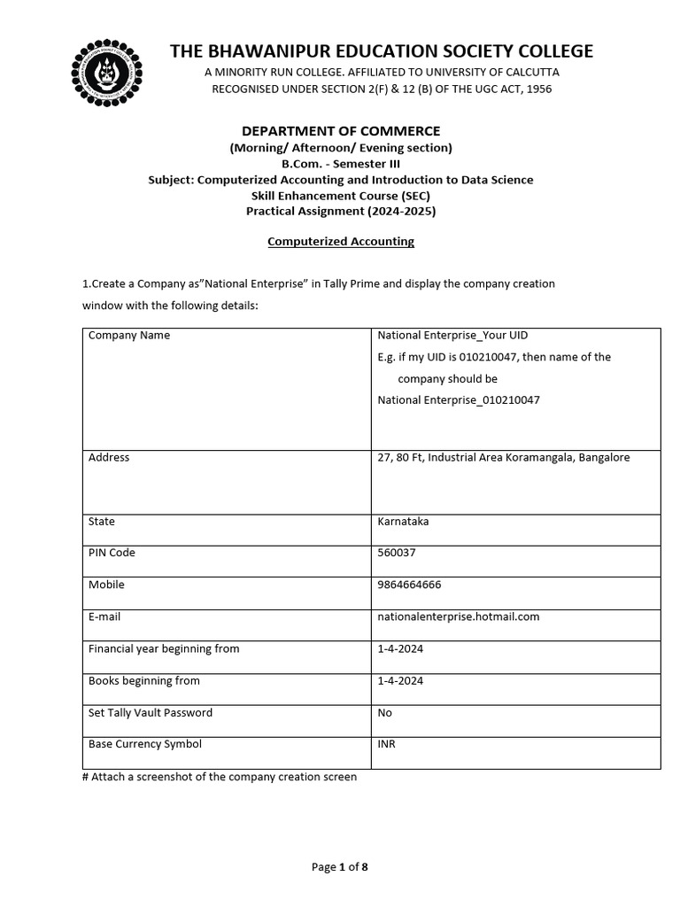 CA & DS Practical Assignment 2024 | PDF | Microsoft Access | Banks