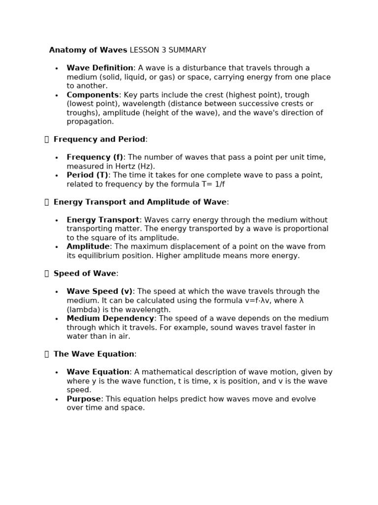 Anatomy of Waves LESSON 3 SUMMARY | PDF
