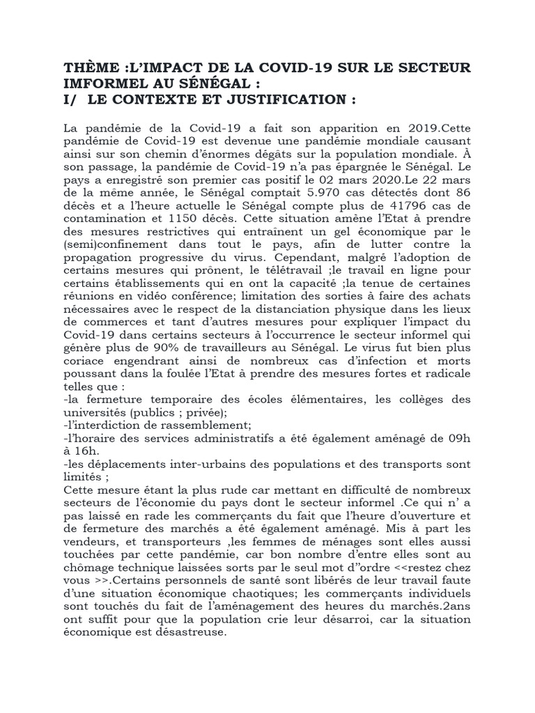 Impact de la COVID-19 sur le secteur informel | PDF | Pandémie