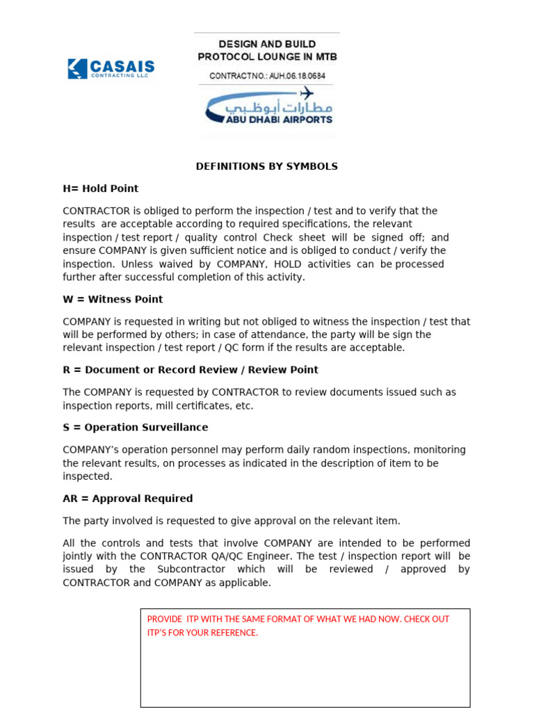 ITP For FR Sealant Wall Partition Method Statement | PDF | Specification (Technical Standard)