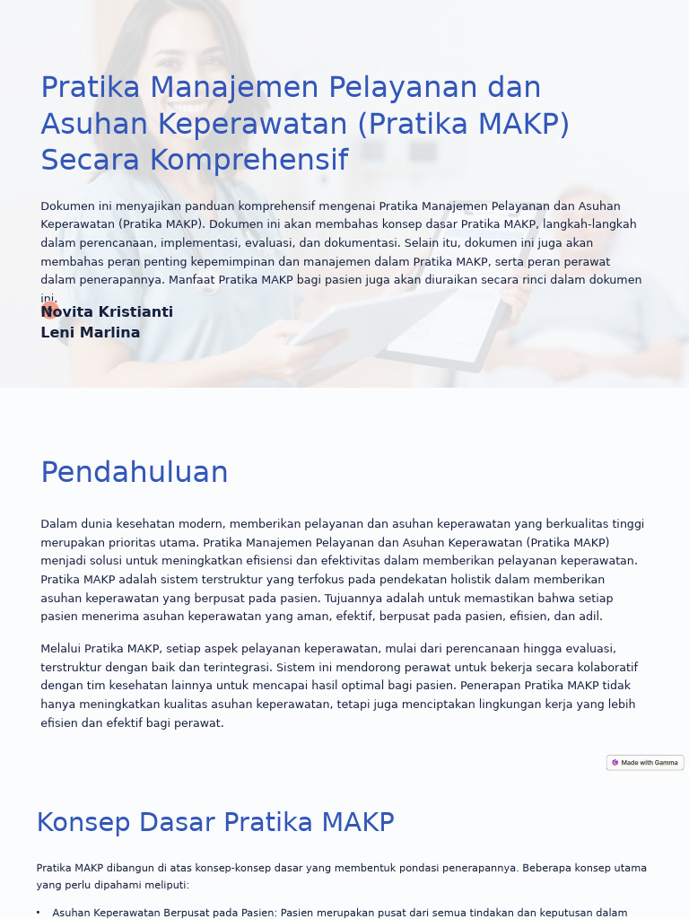 Pratika Manajemen Pelayanan Dan Asuhan Keperawatan Pratika MAKP Secara Komprehensif | PDF