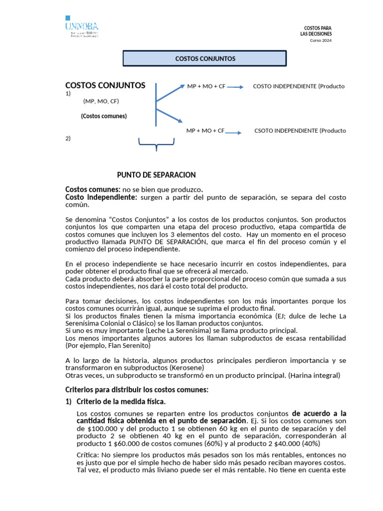 Costos Conjuntos | PDF | Margen bruto | Economias