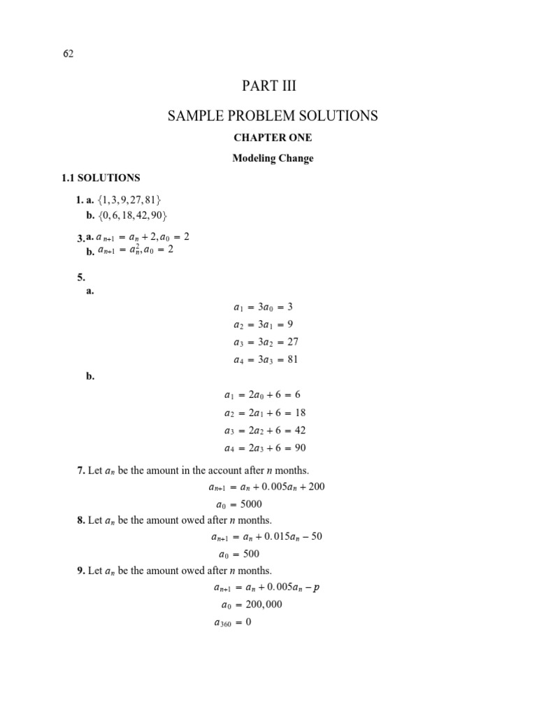 Answers To Problems For A First Course in Mathematical Modeling (5th Edition) by Giordano and ...