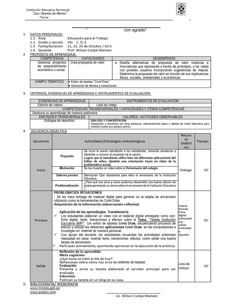 Sesion Quinto Grado Iv Bimestre Ept | PDF | Evaluación | Aprendizaje