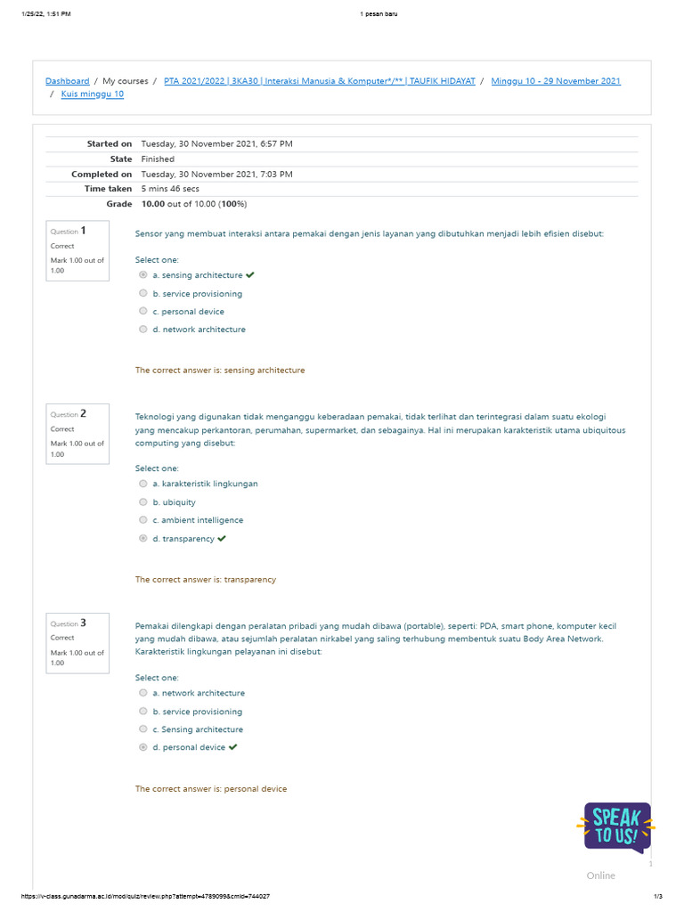 Kuis Minggu 10 - Attempt Review | PDF