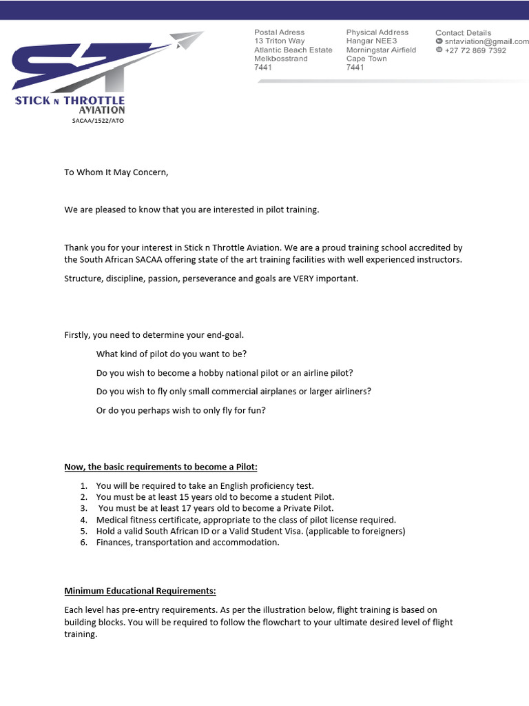 Information For Flight Training | PDF | Professional Titles And ...