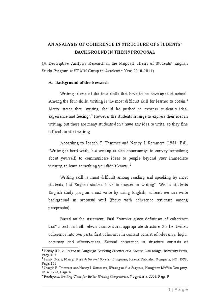 An Analysis of Coherence and Cohesion in Writing Background For ...