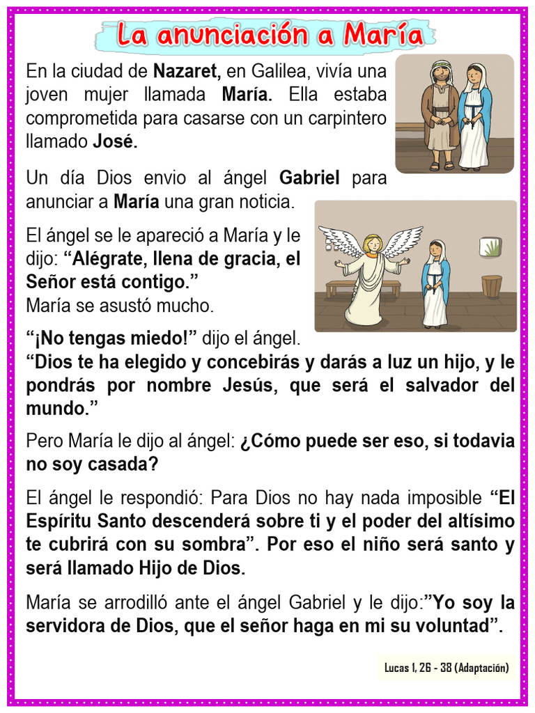 Ficha Religión de La Anunciación Del Ángel Gabriel A María - Maestra ...