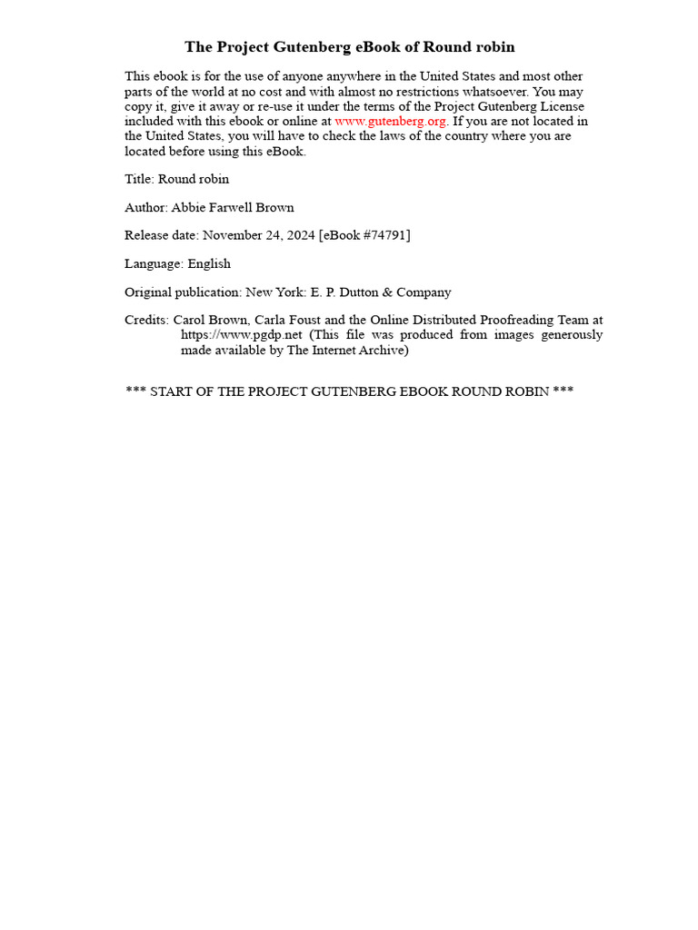 Round Robin - Project Gutenberg | PDF