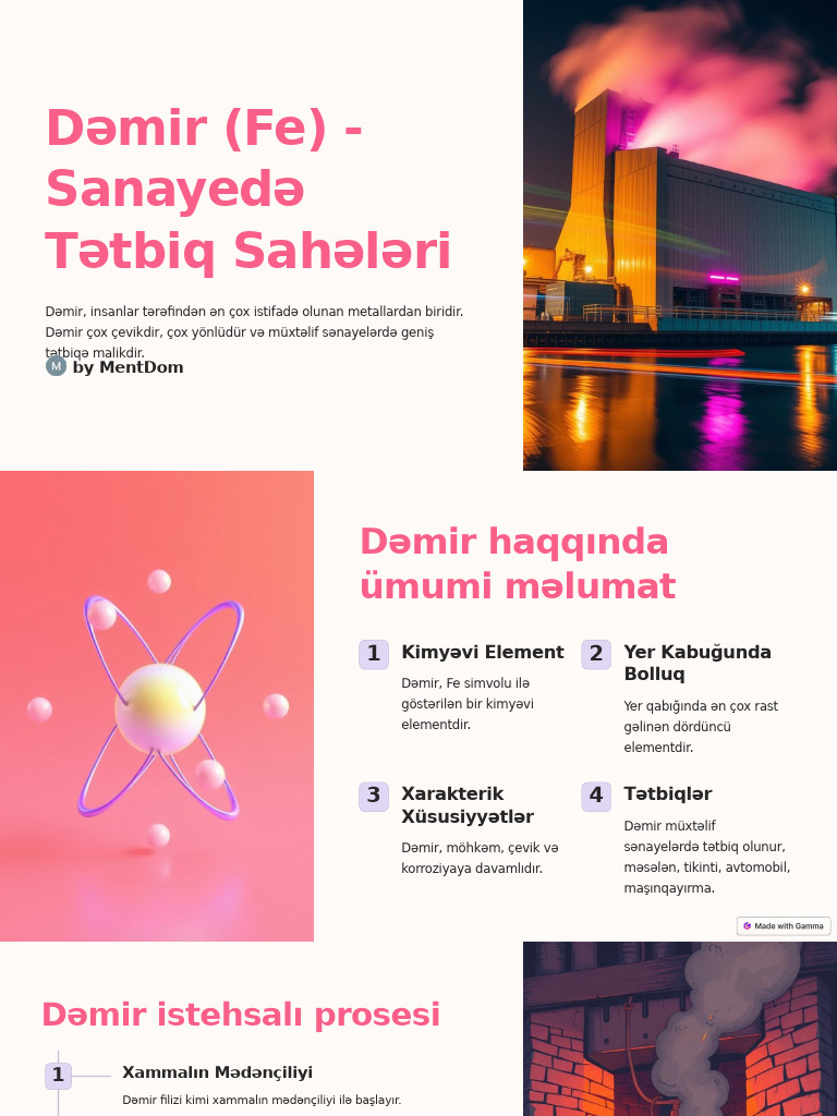 Demir Fe Sanayede Tetbiq Saheleri | PDF