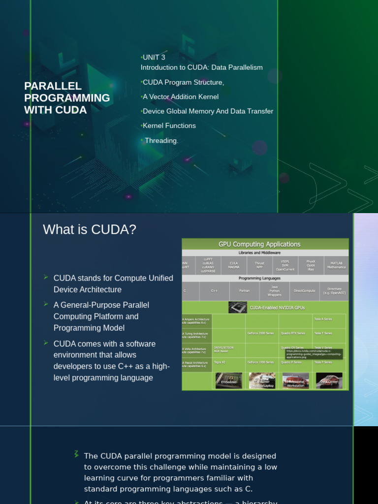 CUDA PPT Anurita Unit3 | PDF | Thread (Computing) | Parallel Computing