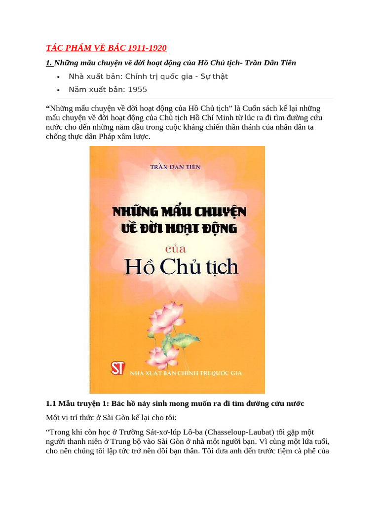 Tổng hợp - Tác phẩm về Bác 1911- 1945 | PDF