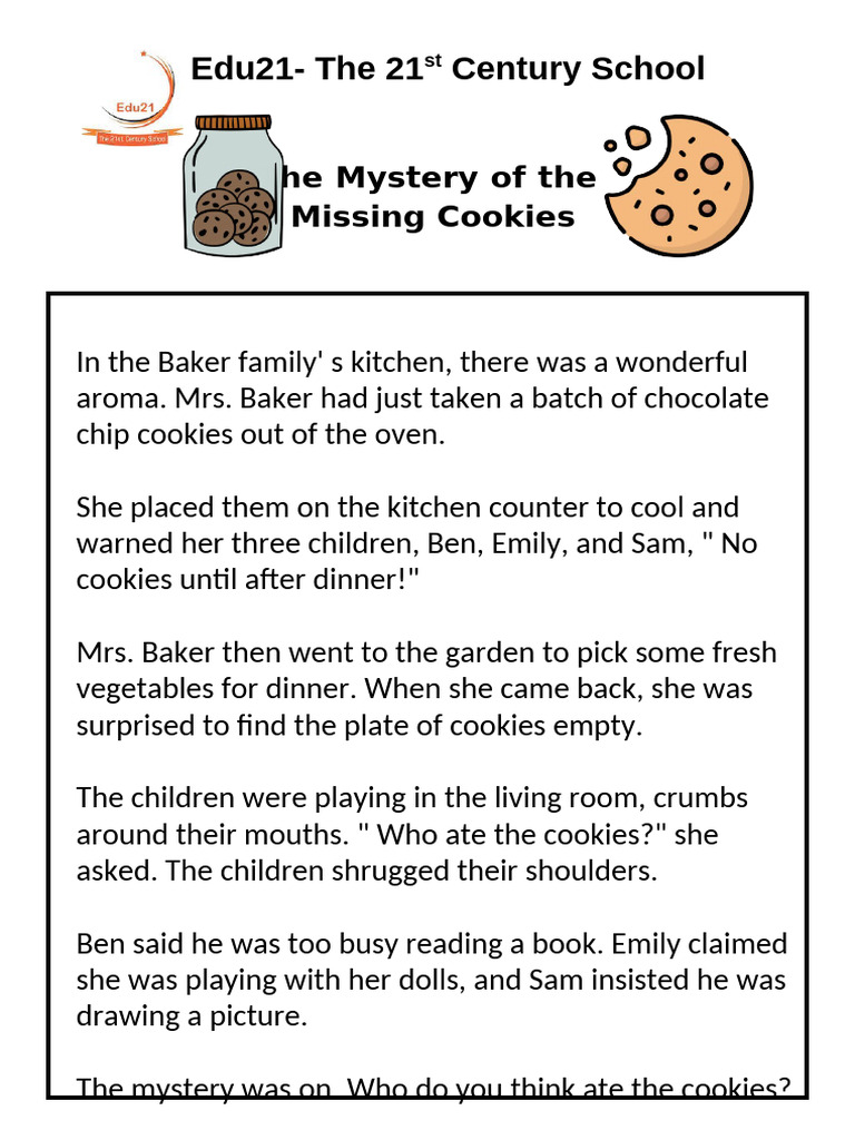 Grade 4 Reading Comprehension: Cookie Mystery | PDF