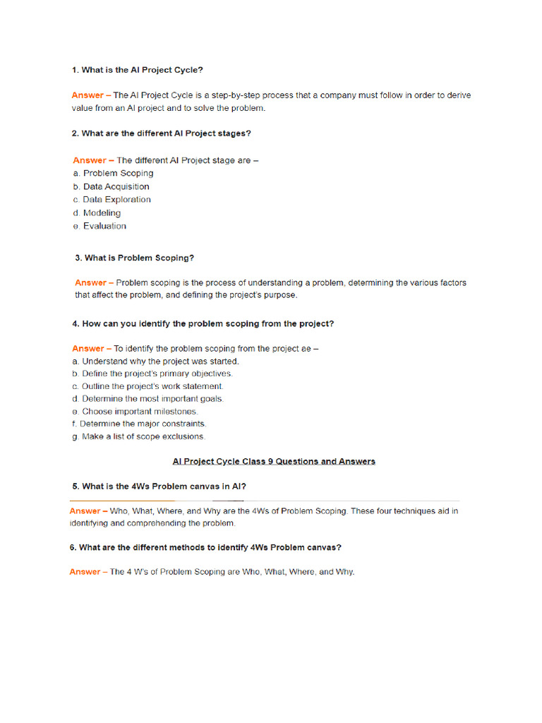 Ai Project Cycle Class 9 Textbook Solution Pdf 1950