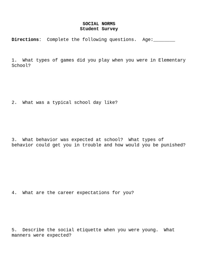 Teen Social Norms Survey | PDF