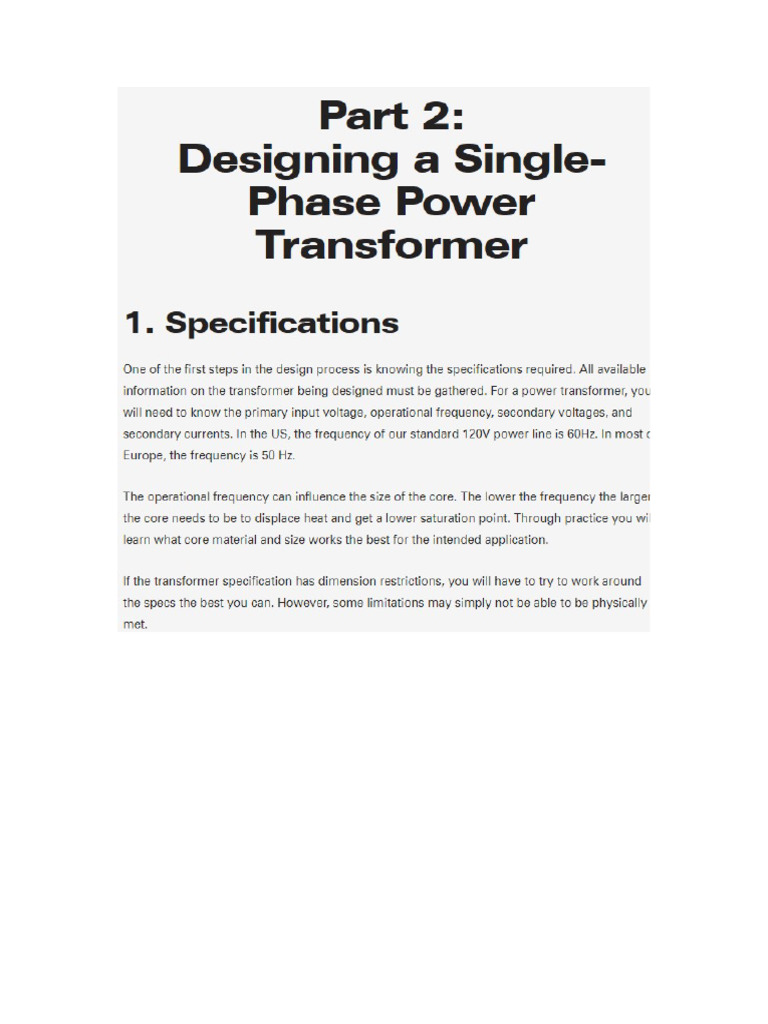 60hz Transformer Design | PDF