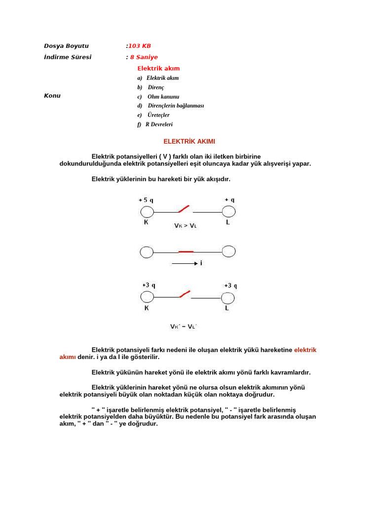 Elektrik Akimi | PDF