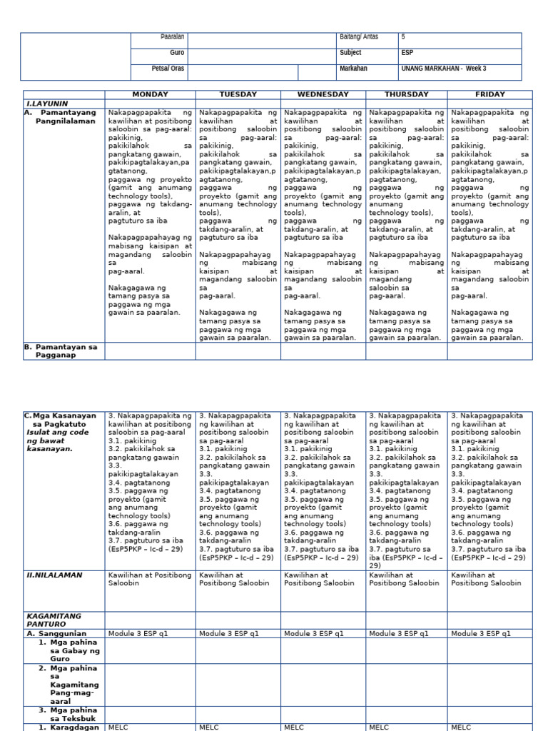 DLL Week 3 Esp | PDF