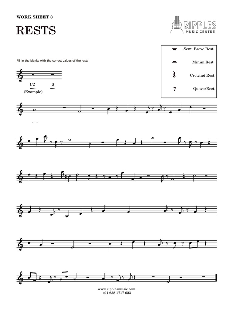 Rests | PDF | Musical Notation | Musical Compositions