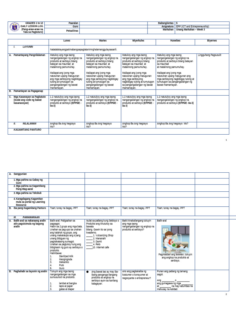 DLL Week 3 Epp V | PDF