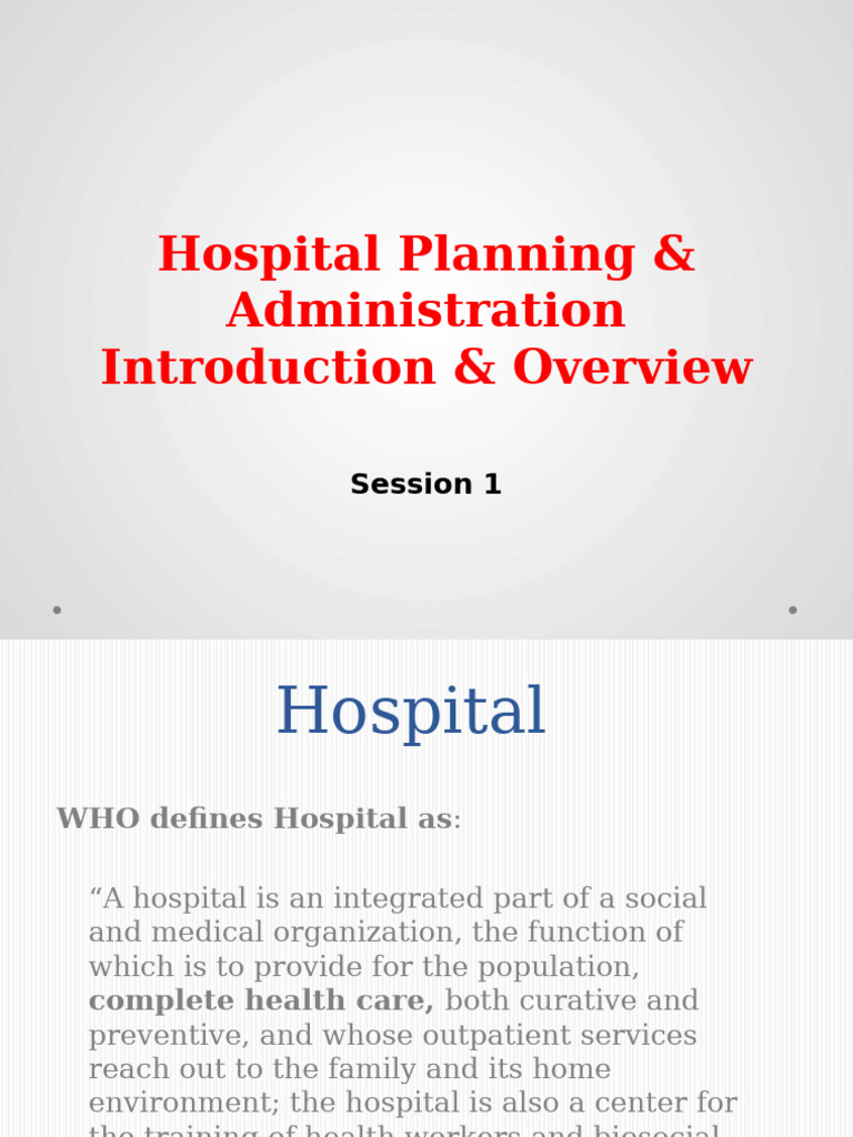 HP Session 1 (Intro and Overview) | PDF | Hospital | Health Care