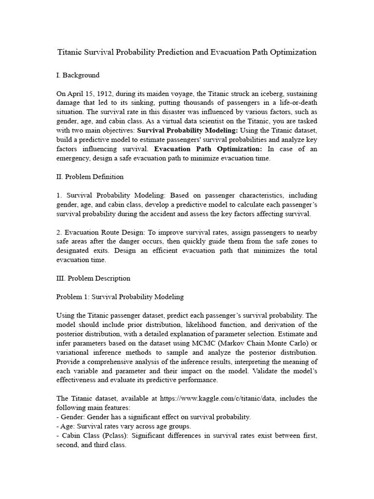 Titanic Survival Probability Prediction and Evacuation Path Optimization | PDF | Statistical ...
