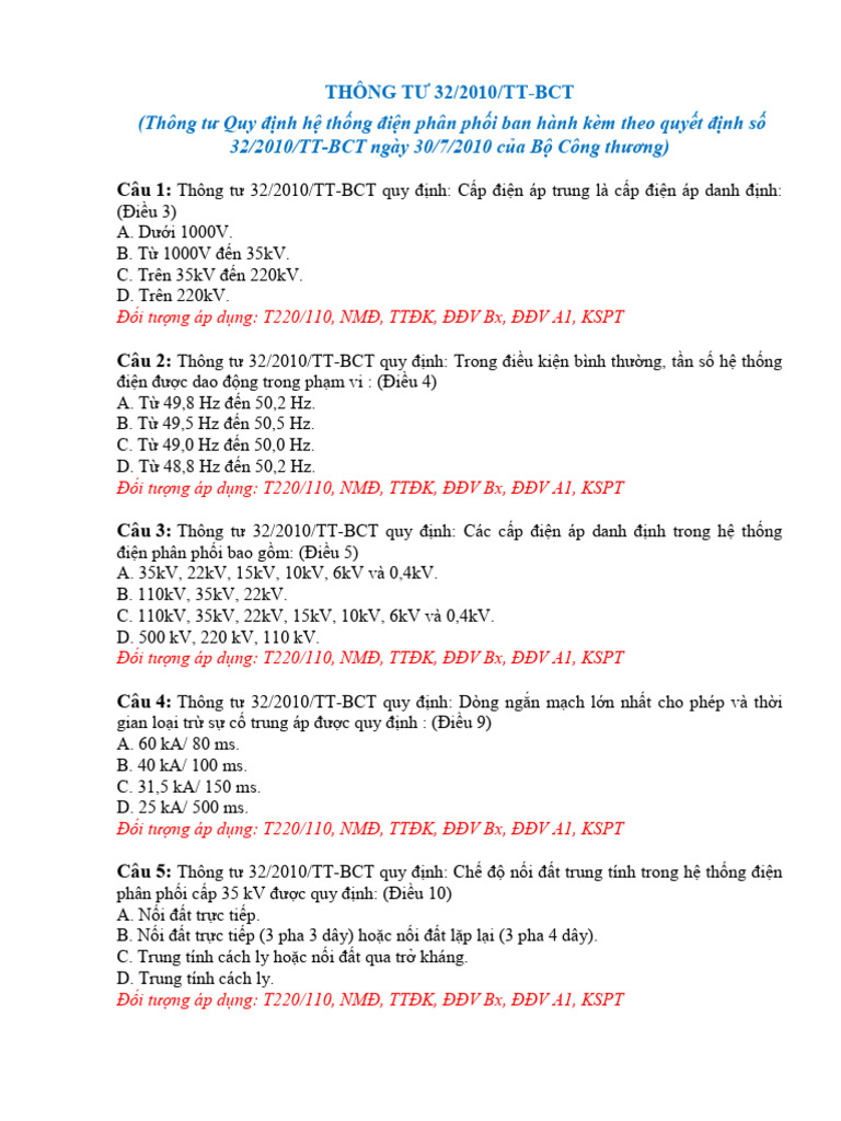 9.trac Nghiem - TT32 | PDF