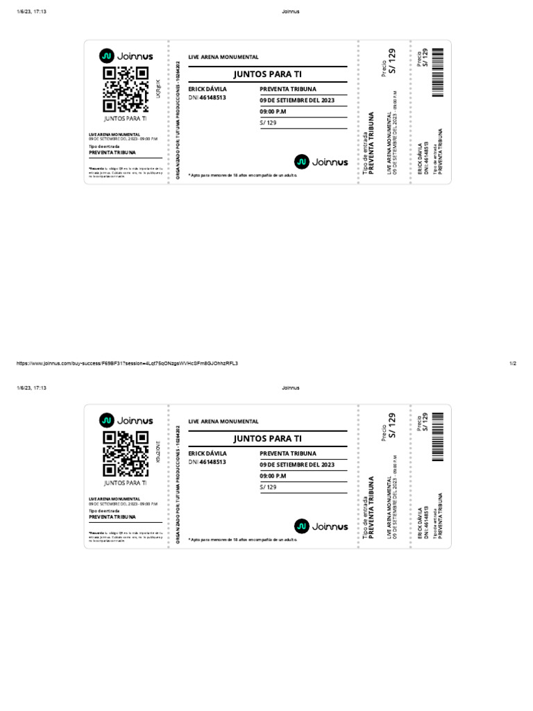 Joinnus Entrada José 2 | PDF