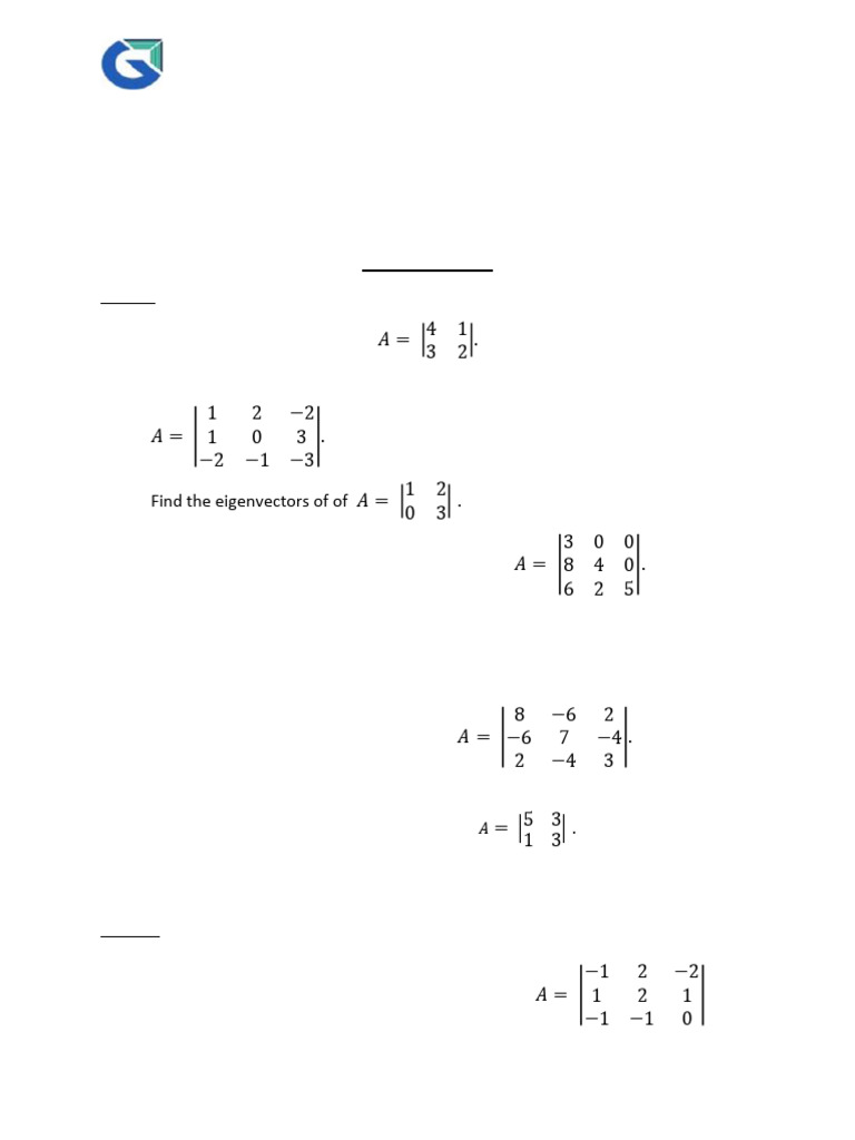 M-1 Question Bank | PDF | Matrix (Mathematics) | Eigenvalues And Eigenvectors