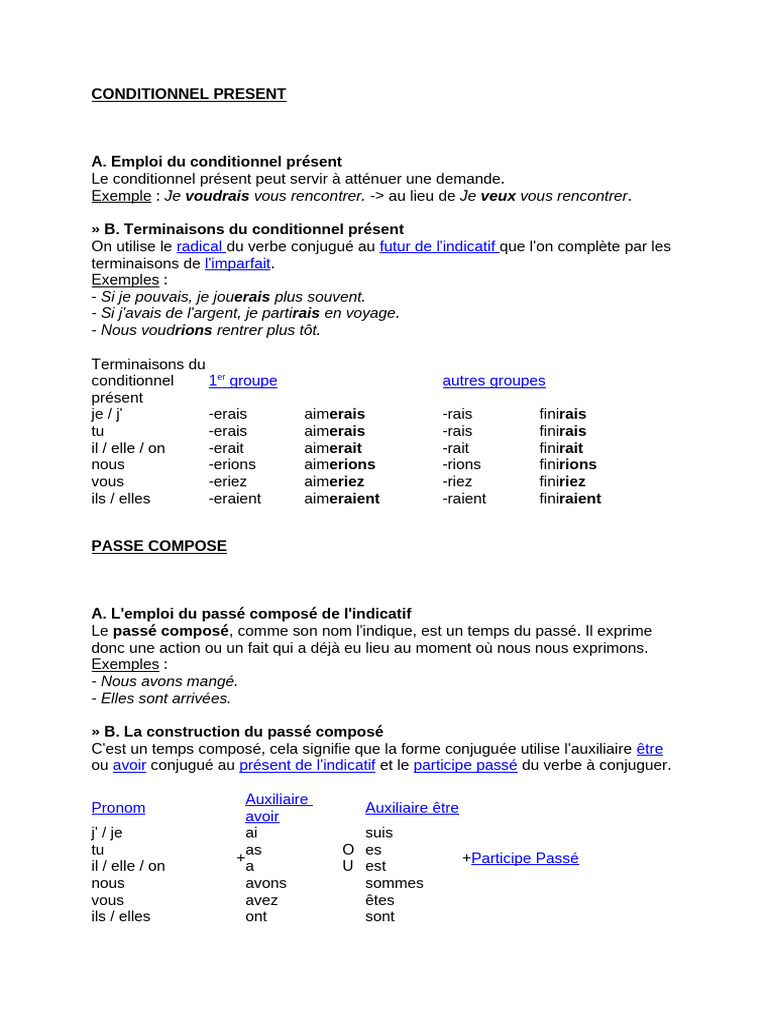 Conditionnel Present | PDF | Verbe | Unités sémantiques