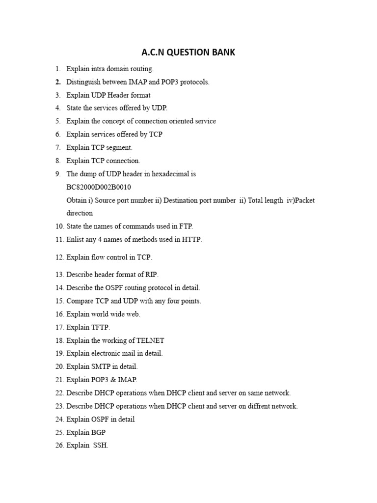 Acn CT 2 Question Bank | PDF