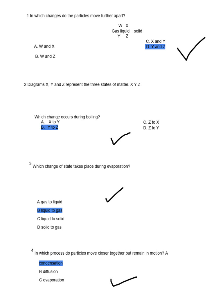 The Particulate Nature of Matter (Multiple Choice) QP | PDF | Gases ...