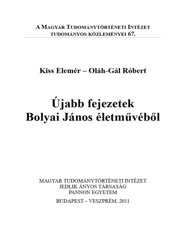Kiss Olahgal Bolyai Konyv Jo | PDF