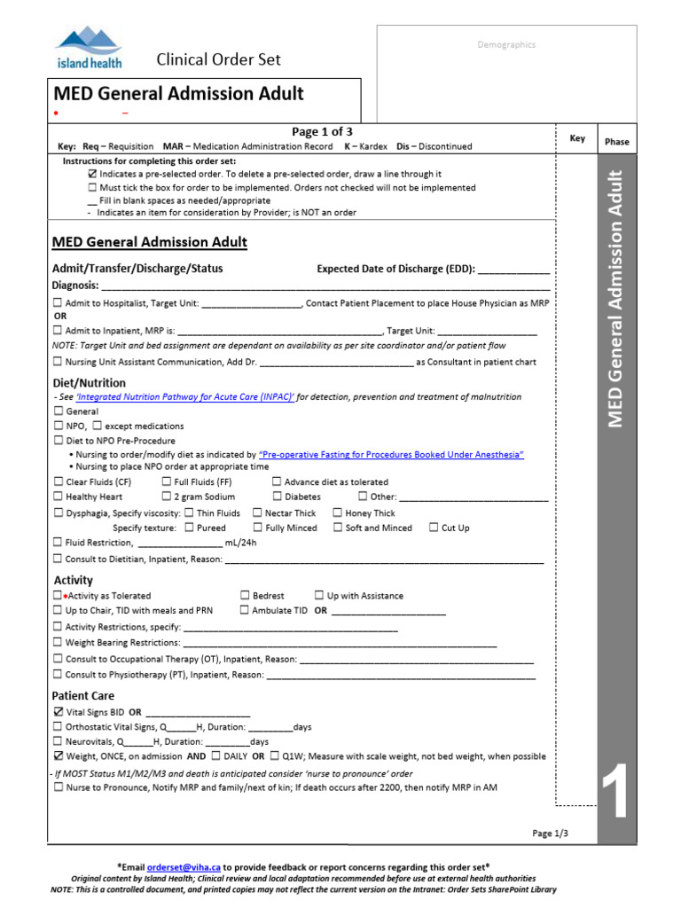 MED General Admission Adult | PDF | Constipation | Thrombosis