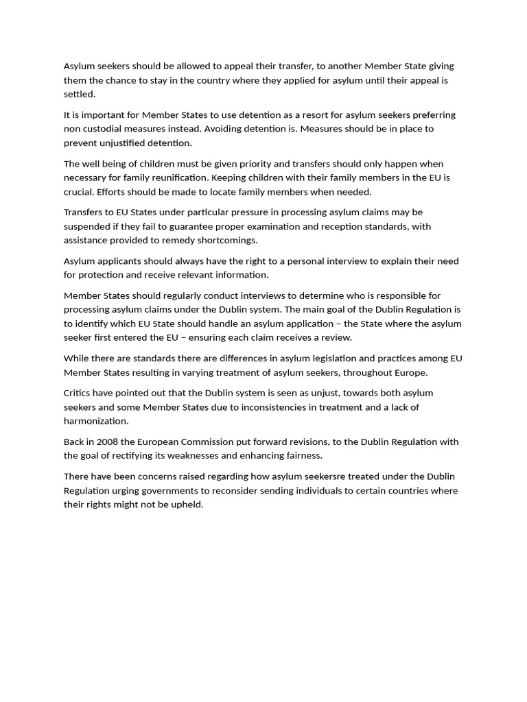 The Dublin Regulation Summary PDF