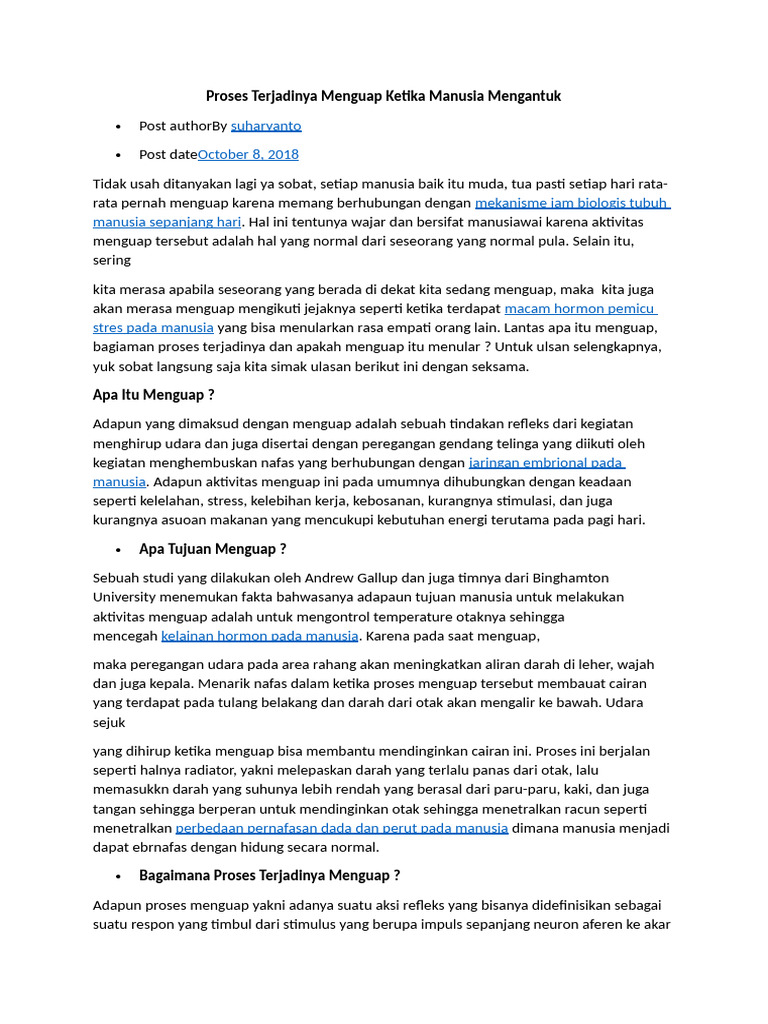 Proses Terjadinya Menguap Ketika Manusia Mengantuk Dan Manfaat Menguap ...