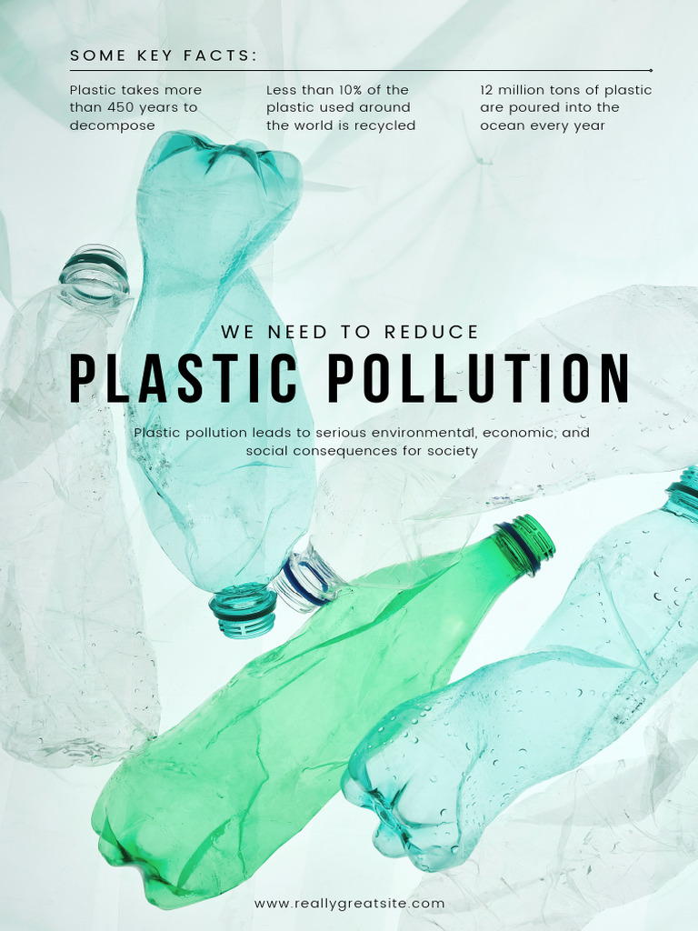 Light Green Minimalist Plastic Pollution Poster | PDF