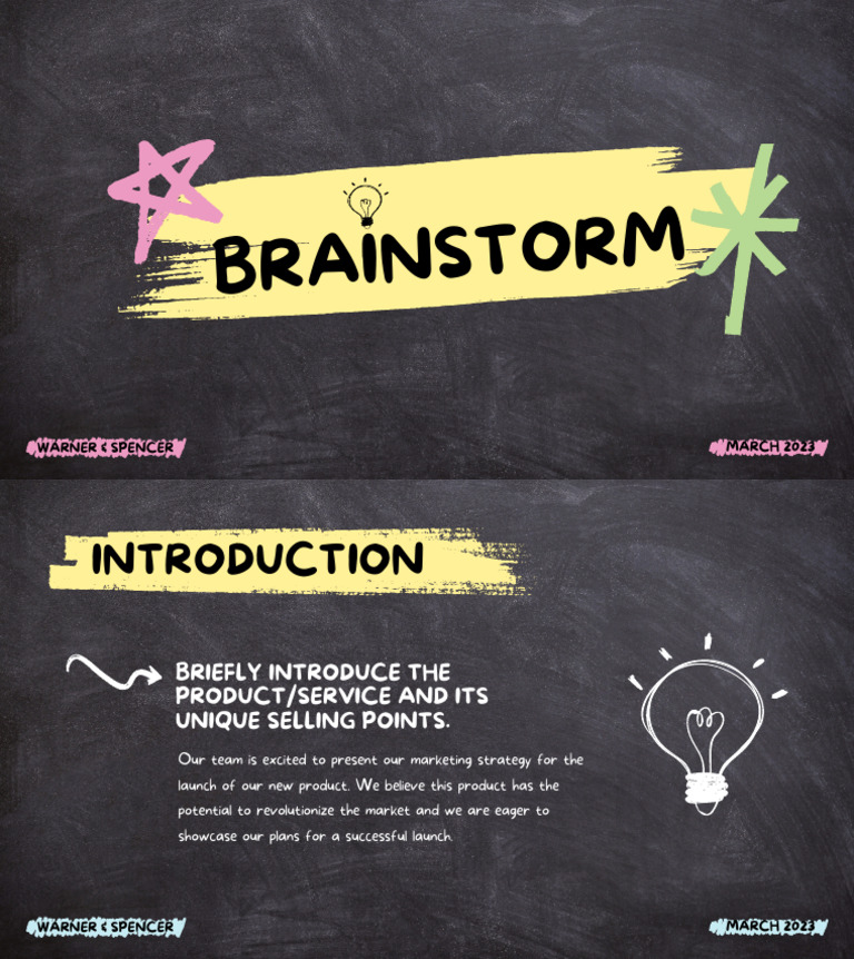Black and White Chalkboard Brainstorm Presentation | PDF
