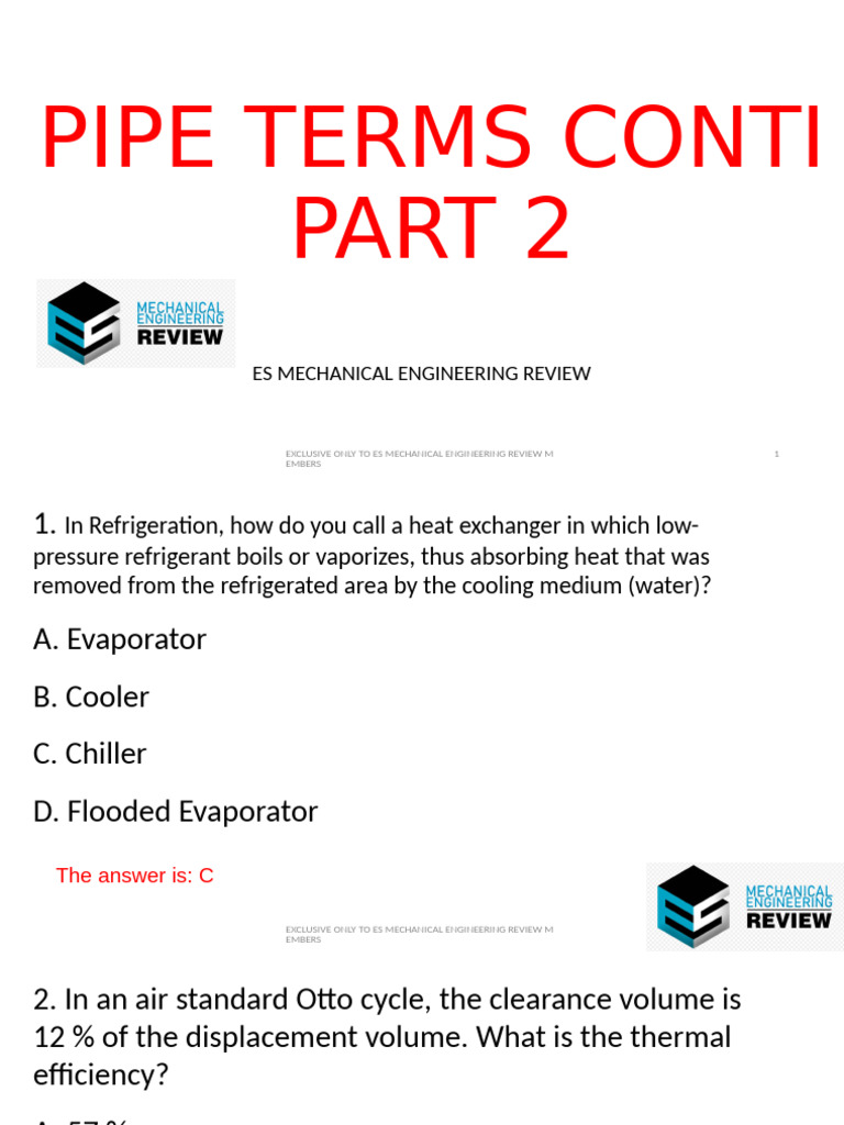 Mechanical Engineering Quiz on Refrigeration | PDF | Motor Oil | Boiler