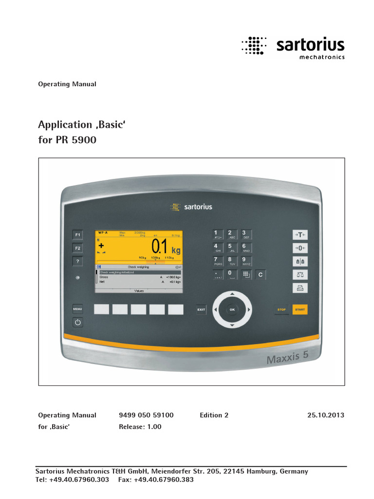 Manuale Sartorius Maxxis 5 BASIC en | PDF | Menu (Computing ...