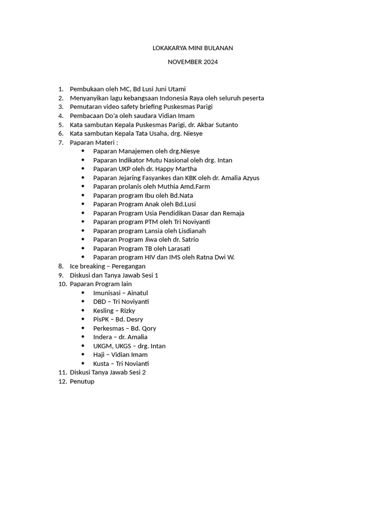 Susunan Acara Lokbul | PDF