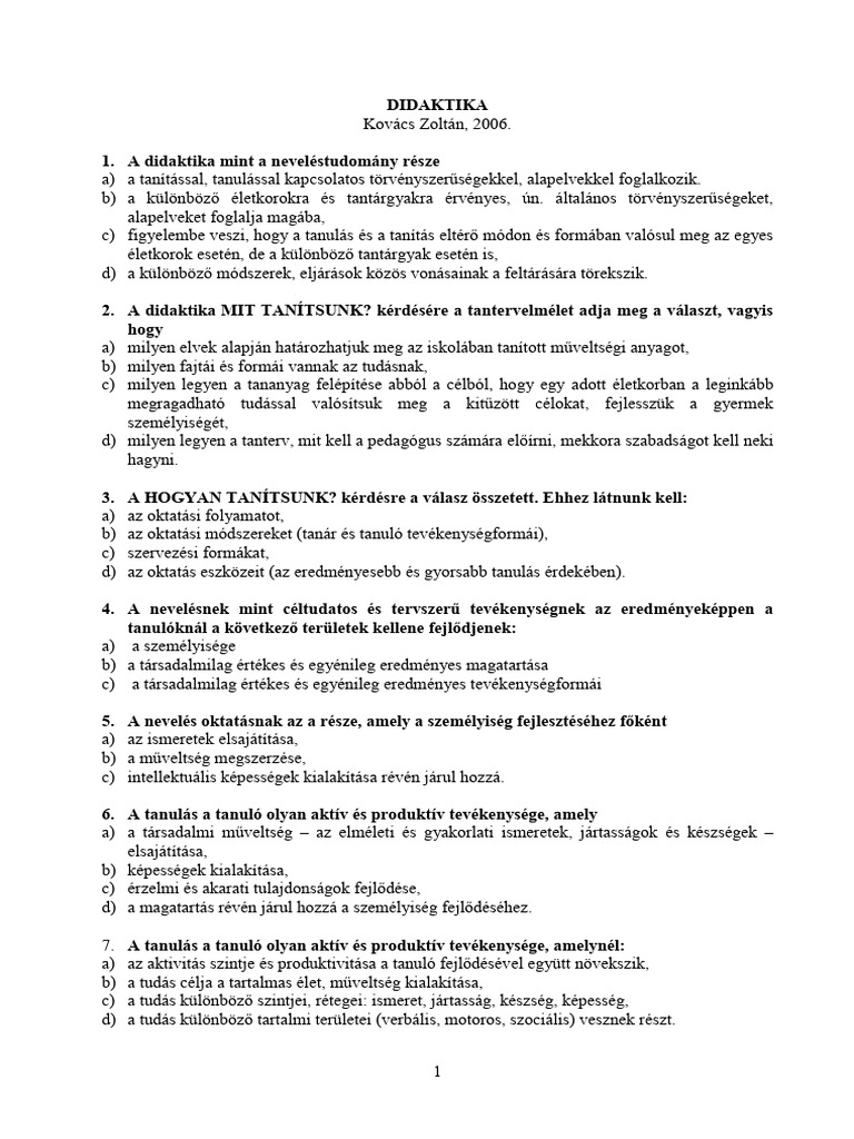 Kovács Zoltán - Didaktika | PDF