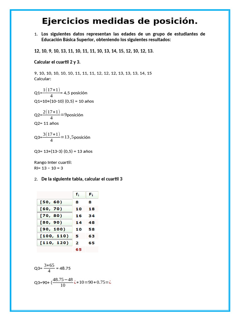 Cálculo de Cuartiles y Rango Intercuartil | PDF