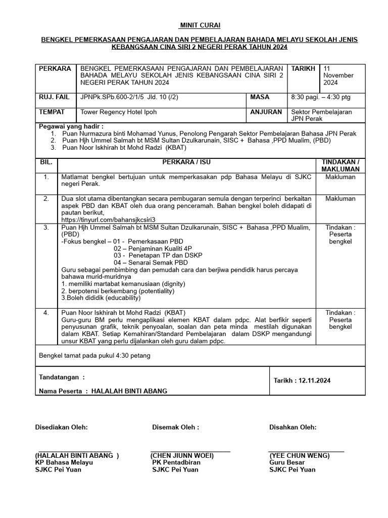 Minit Curai Bengkel Pemerkasaan PDP BM Siri 2 | PDF