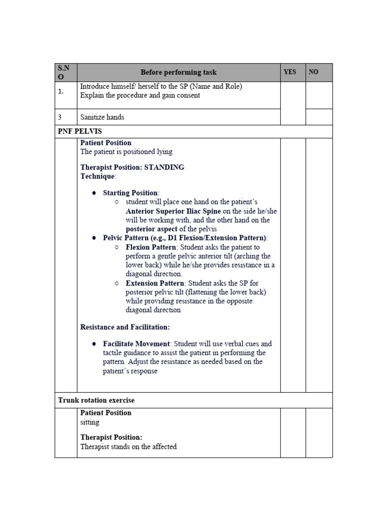 Checklist Trunk and Pelvis | PDF | Anatomical Terms Of Motion | Pelvis